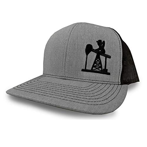 Oil Field Hats Heather Grey/Black Pumpjack Cowby Adjustable - Want It All
