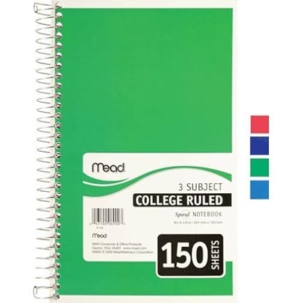 Amazon.com: Mead Paper Mead 3 Subject Notebook: Industrial & Scientific