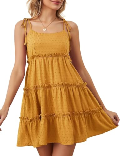 ZOOMOON Women's Summer Mini Dress Sleeveless Boho Spaghetti Strap ...