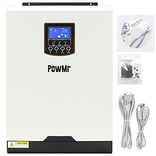PowMr 5000 watt Hybrid Solar Inverter 48V to 220V, Off Grid All in One 5000W Pure Sine Wave ...