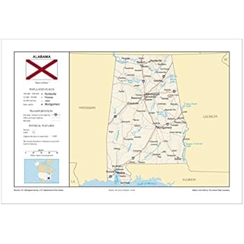 Amazon.com : 13x19 Alabama General Reference Wall Map - Anchor Maps USA ...