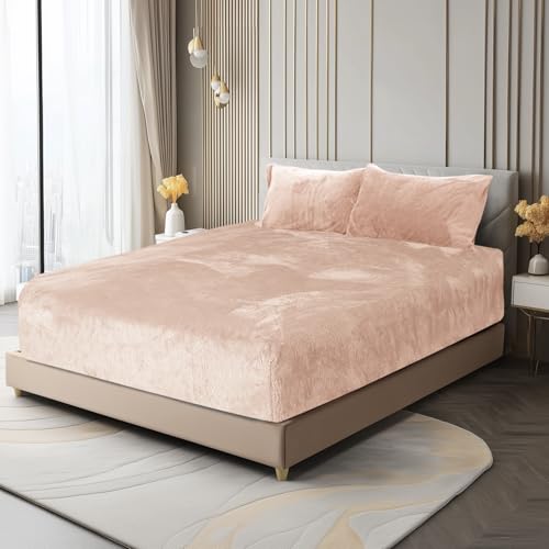 JIHAZ Teddy Fitted Sheet Three Piece Set,Excellent Heat Retention,Soft ...