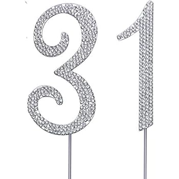 Amazon.com: MAGJUCHE Gold 31" Crystal Cake Topper, Number 31 ...
