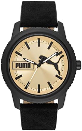 Puma Men's ULTRAFRESH Stainless Steel Quartz Watch, Suede Strap Black ...