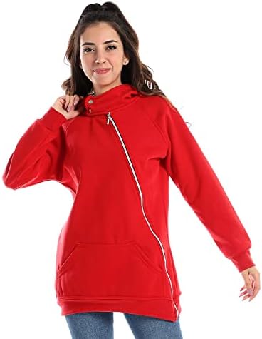 CAESAR Womens CAESAR Woman With Side Zipper And High Neck Hoodie, Red, XXL price in Egypt ...
