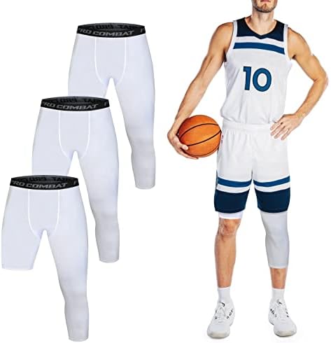 New Men's Basketball Single Leg Tight Sports Pants 3/4 One Leg ...