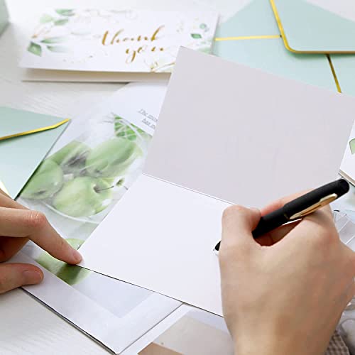 4x6 Inch Greeting Cards Heavy Duty Green Thank You Cards - 36 Pack With ...