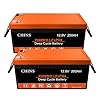 CHINS 2 Pack LiFePO4 Battery 12V 200AH Lithium Battery Plus, Built-in ...