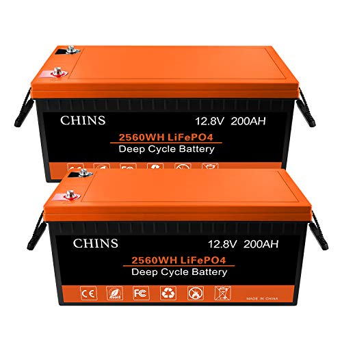 CHINS 2 PCS LiFePO4 Battery 12V 200AH Plus Lithium Battery - Built-in ...