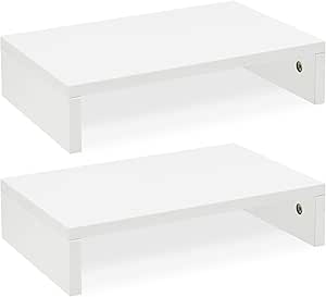 Amazon.com: TEAMIX White Monitor Stand Riser-2 Pack,Wood 2 Tier ...