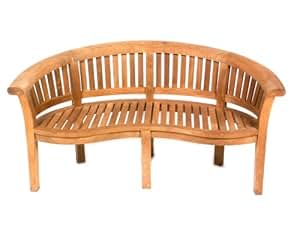 Amazon.com : Teak Furniture Gallery TGB149 Half Moon Bench : Outdoor ...