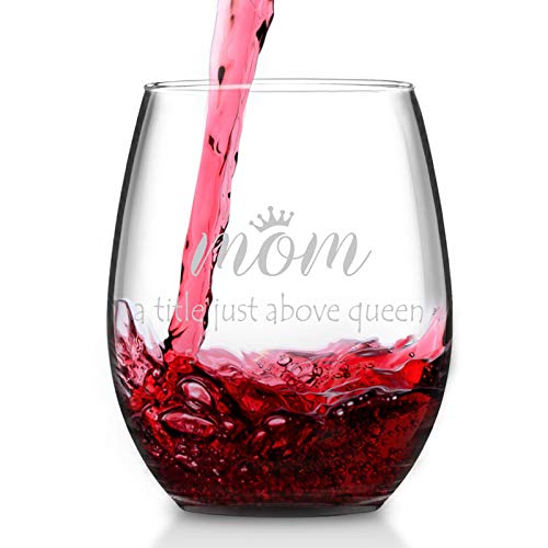 Mom Queen Wine Glass, Funny Mom Stemless Wine Glass 15Oz - Best Birthday Christmas Mothers Day ...