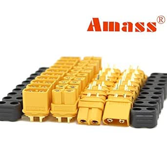 Amass 10 Pair XT60H Bullet Connector Plug Upgrated of XT60 Sheath Female & Male Gold Plated for ...