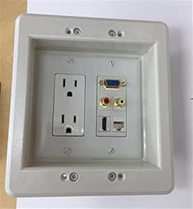 Amazon.com: Certicable Double Gang Recessed Wall Plate 2-110V Outlets 1 ...