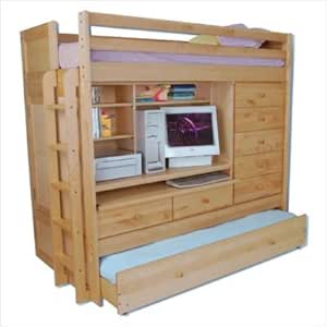 Amazon.com: Tradewins Twin over Twin Loft Bunk Bed with desk : Home ...