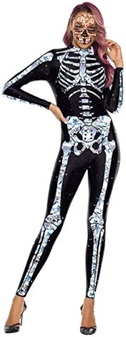 BCOGG2019 New Gold Mechanical Bone Skull Costume Women Halloween Outfit ...