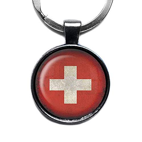 Amazon.com: Switzerland Swiss Flag Silver Keychain Keyring : Handmade ...