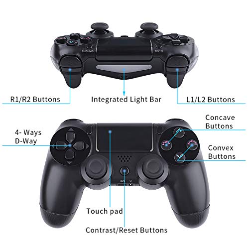 Wireless Controllers for PS4 Playstation 4 V2 Dual Shock（Black and Blue ...