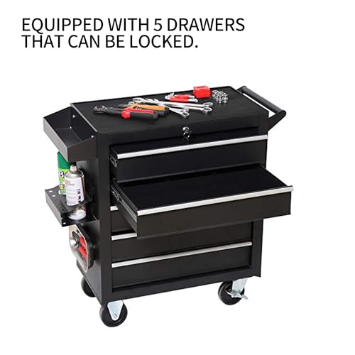 TANKSTORM Tool Chest Heavy Duty Cart Steel Rolling Tool Box 5 Drawer Cart (TZ35P-B) on Galleon ...