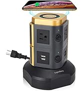 Amazon.com: SUPERDANNY Power Strip Tower with 15W Wireless Charger, 6 ...