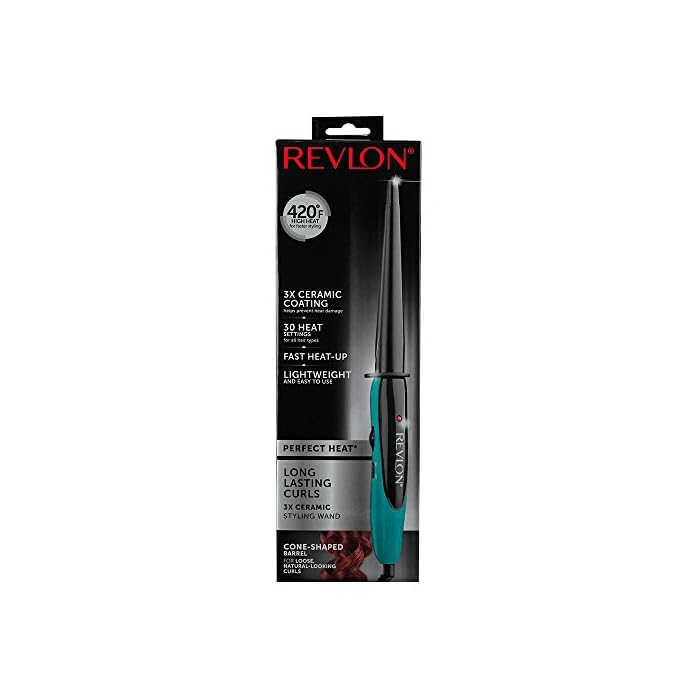 Revlon 3X Ceramic Tapered Curling Wand for Long Lasting Curls & Waves ...