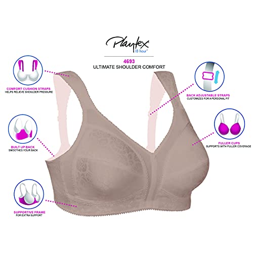 2 Playtex 18 Hour Original Comfort Strap Wirefree Bras 4693 42h White ...