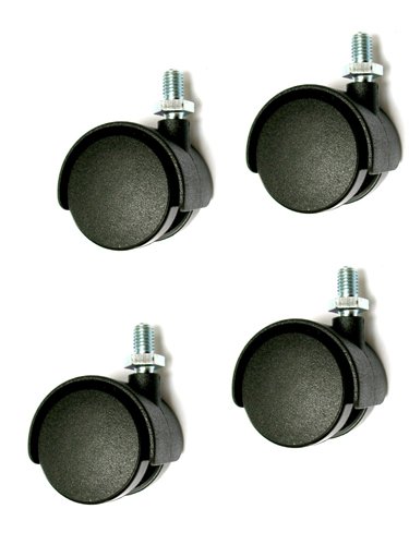 bum24 - 4er Set Möbelrollen 40 mm Ø, Doppelrollen mit Gewindestift M8 x ...