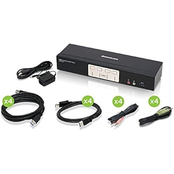 Amazon.com: StarTech.com 4 Port DisplayPort KVM Switch w/ Audio & USB Hub - 4K 60Hz - Keyboard ...