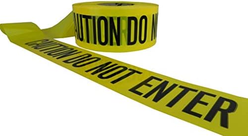 WOD BRC-CDNE Barricade Caution Tape - 3 inch x 1000 feet - High Visibility Bright Yellow w/Bold ...