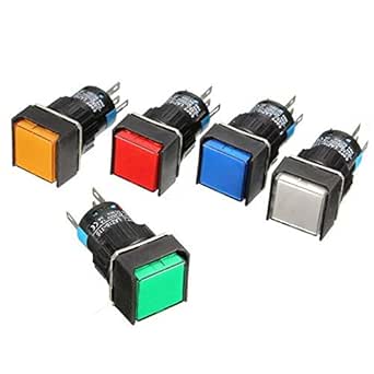 Switches 16mm Square Momentary Push Button Switch Self-Locking LED ...