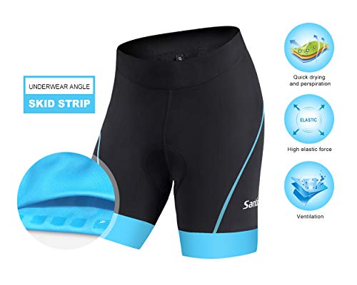 Santic Women's Cycling Shorts 4D Gel Spin Bike Classes Padding Plus Size Black-Blue | Pricepulse