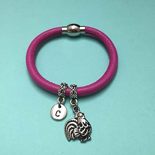 Amazon.com: Chicken leather bracelet, chicken charm bracelet, leather ...