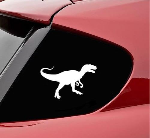 Slap-Art Raptor Dinosaur Velociraptor Vinyl Decal Sticker (White) in ...