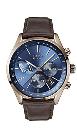 Hugo Boss Watch Mens Chronograph Quartz Watch with Leather Strap ...
