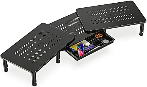 FITUEYES 3 Shelf Monitor Stand with Drawer - Adjustable Computer ...