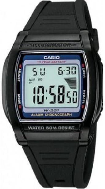 Casio W-201-2AVEF Gents Watch Quartz Digital Grey Dial Black Resin ...