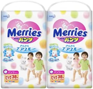 Merries Baby's Pant Diapers (Extra Large - 38) - 2 Packs Combo - 76 ...