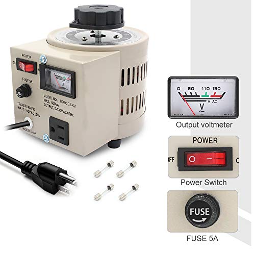 LVYUAN Variable Transformer Variable Voltage Regulator, 0-130V Output, 110V-120V Input, (500VA ...