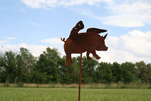 Amazon.com: Metal Flying Pig Garden Stake: Handmade