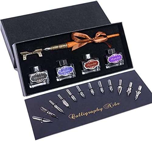 Calligraphy Pen Set，Include Vintage Fountain Wooden Dip Pen for ...