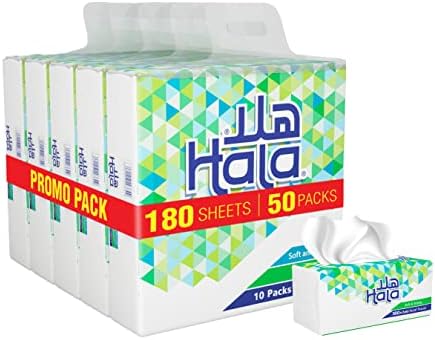 سعر Hala Soft and Strong Facial Tissue 180-Sheets 50 Pack, White فى ...