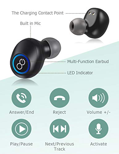 VEATOOL True Wireless Earbuds Bluetooth Headphones 5.0 Volume Control ...