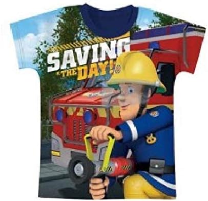 Boys Fireman Sam T-Shirt Kids Character Short Sleeve Top Age 2, 3, 4, 5 ...