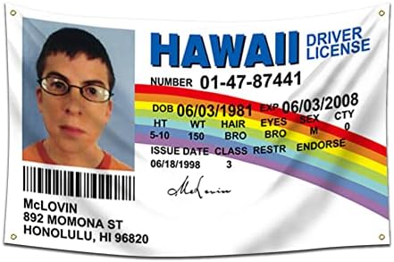 McLovin ID Flag Fake Driver License Flag,3x5 Feet Banner,Funny Poster ...
