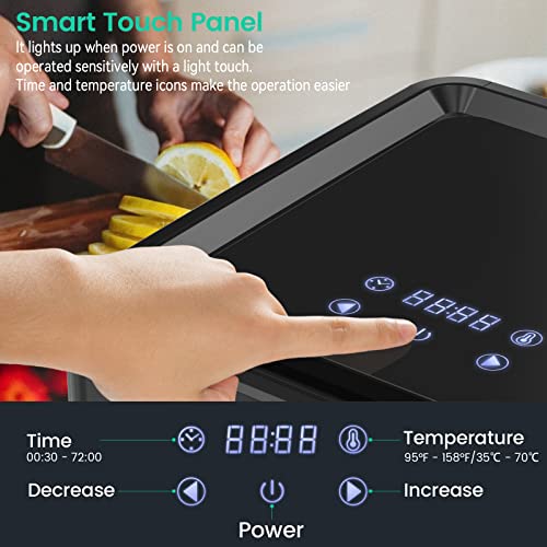 SENDRY Food Dehydrator with 6 Stainless Steel Trays, LED Touch Control ...