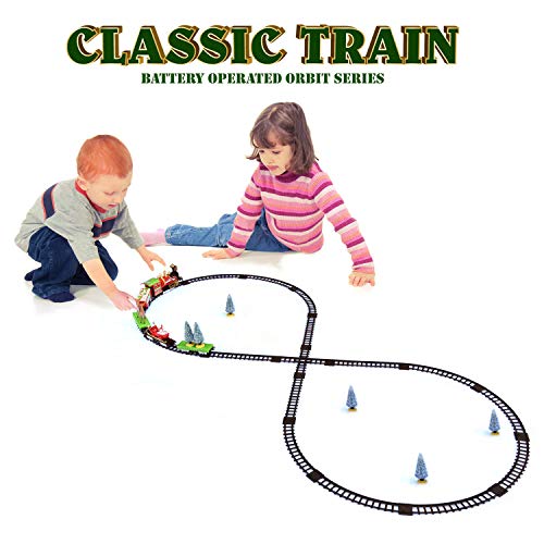 FUN LITTLE TOYS 30 PCs Electronic Classic Railway Train Set Includes 17 ...
