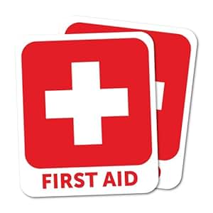 Red First Aid Sticker x2 Decal Safety Sign Car Vinyl, Decals & Bumper ...