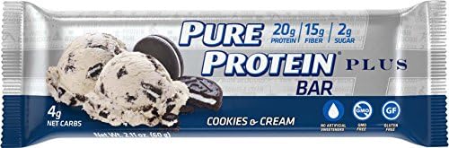 Pure Protein Plus Bars, Gluten Free, Cookies and Cream, 2.11 oz, 6 ...