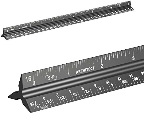 Engineering Scale Ruler (Laser-Etched) Solid Aluminum Core | 12 Inch ...