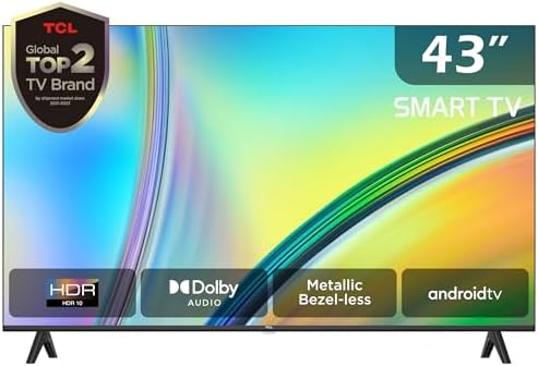 TCL 43 Inch 4K LED HDR Full Frameless HD Smart TV, Android TV, Google Assistant, Dolby Audio ...